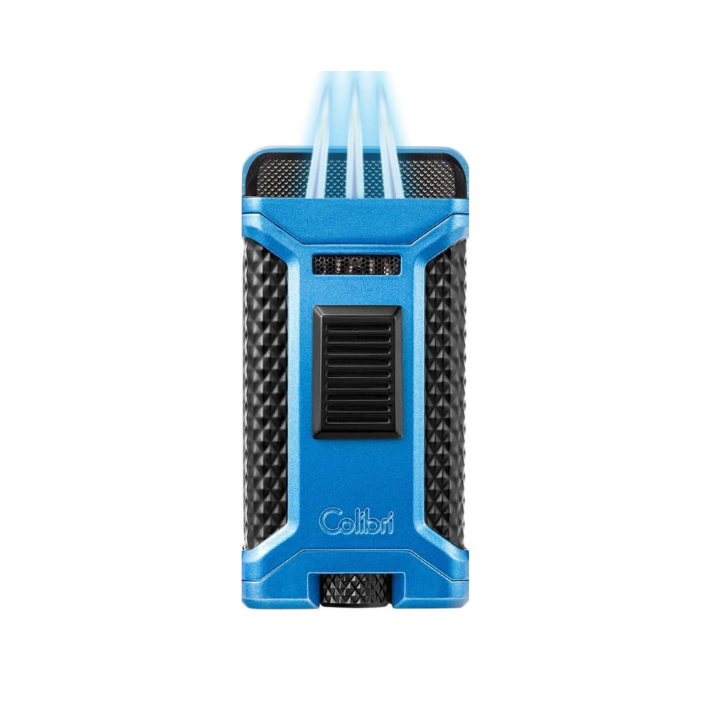 Colibri Ascari Triple Flame Lighter Blue Black Revolucion Lifestyles